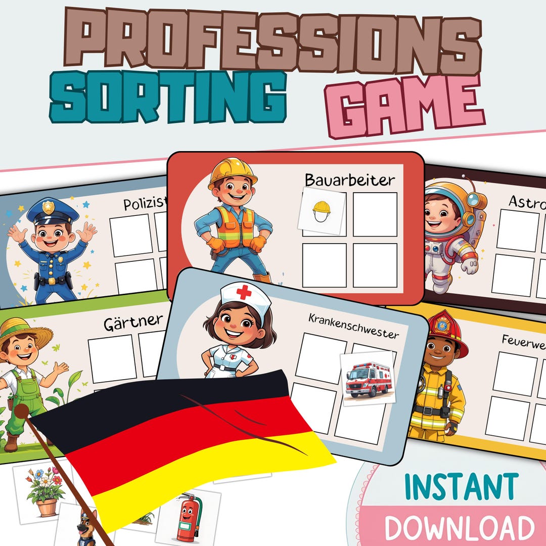 German Professions Matching Cards Montessori Style Sorting Game Toddler ...