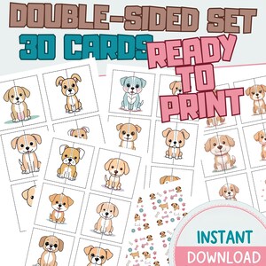 Dogs Matching Game for Kids, Puppies Matching Activity, Symmetry Puzzle ...