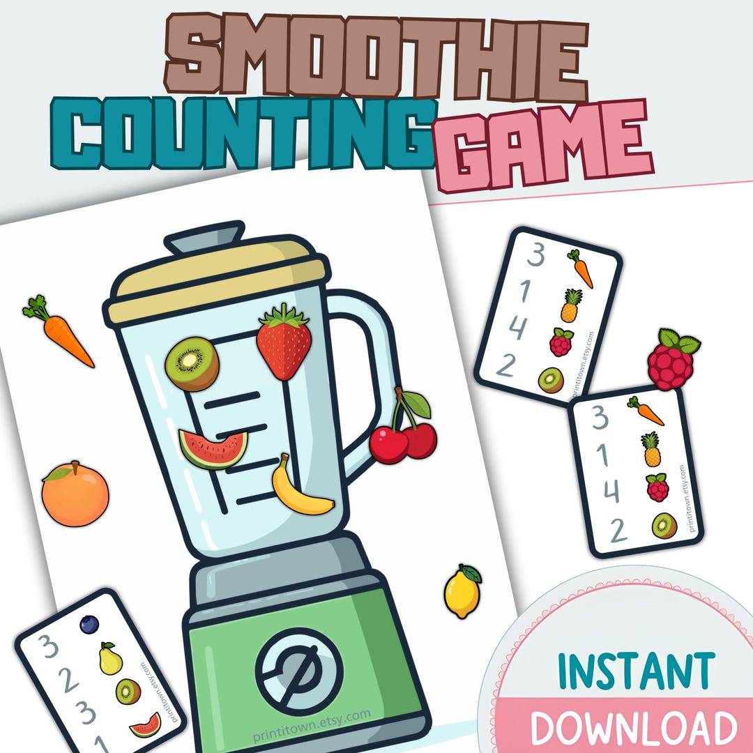Smoothie Math Game, Preschool Counting Activity, Blender Game ...