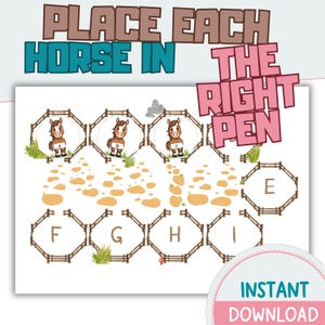 Alphabet Horses Pen Matching Printable Busy Book Pages for Toddlers ...