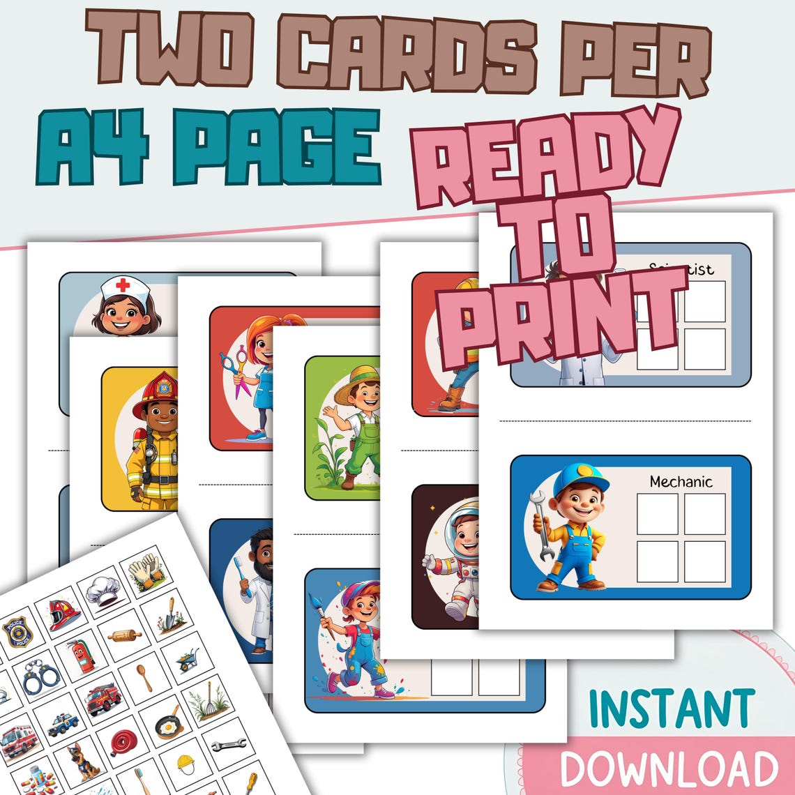 Professions Matching Cards Montessori Style Sorting Game Toddler ...