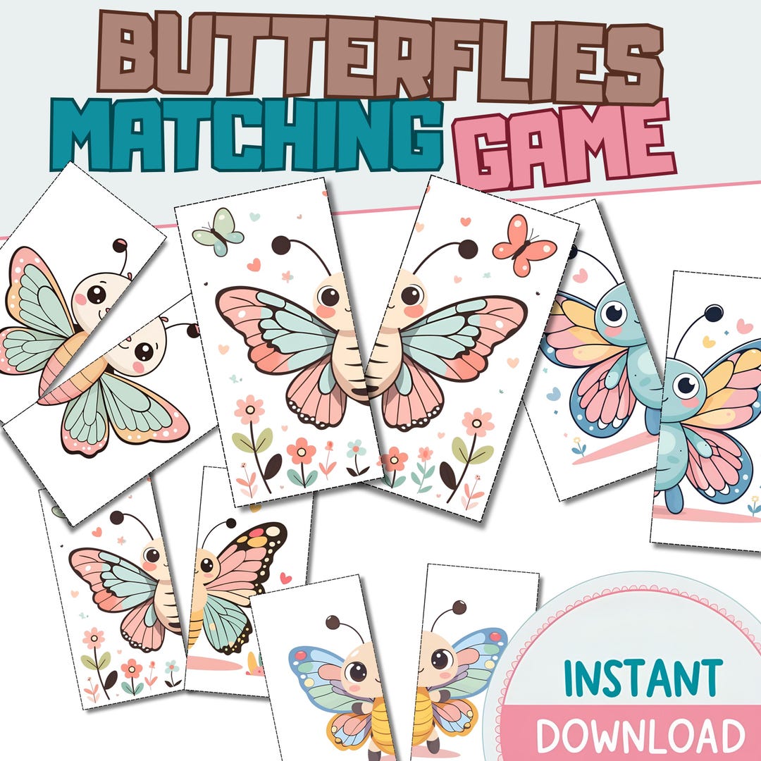 Butterflies Matching Game for Kids, Butterfly Matching Activity ...