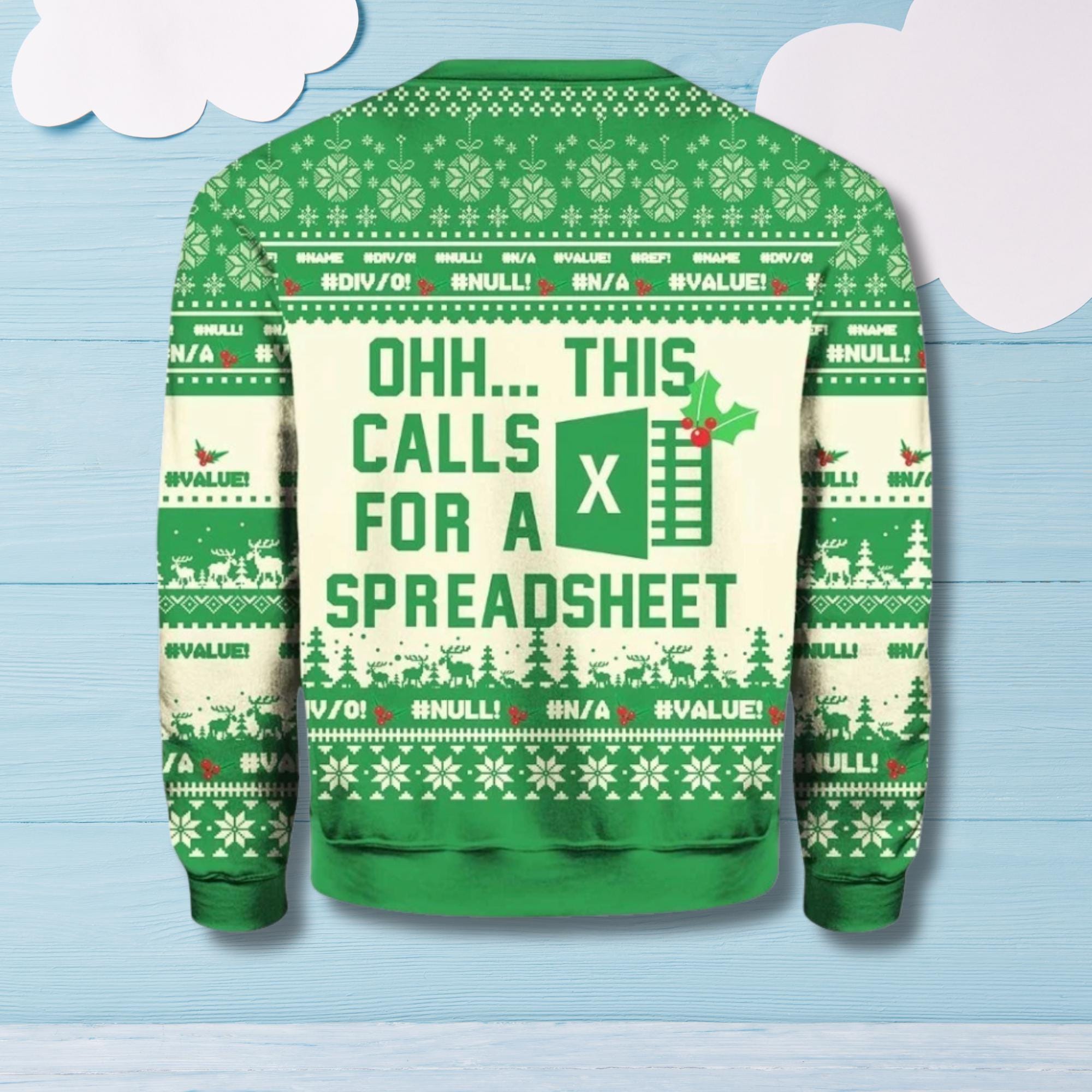 Spreadsheet Nerd Ugly Christmas Sweater, Data Analyst Funny Office ...