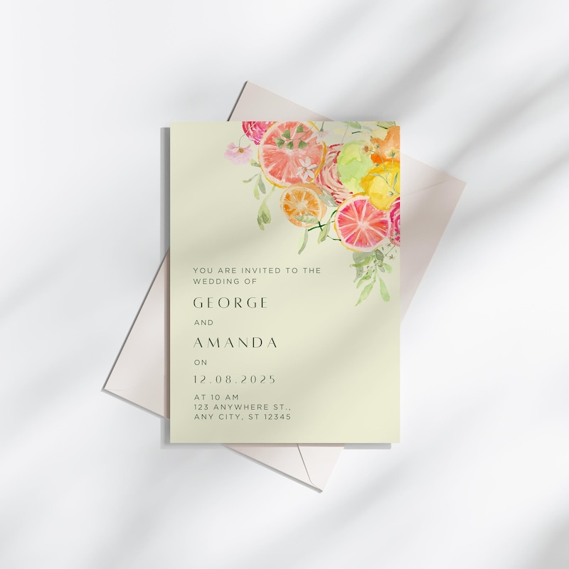 Citrus Wedding Invitation - Etsy