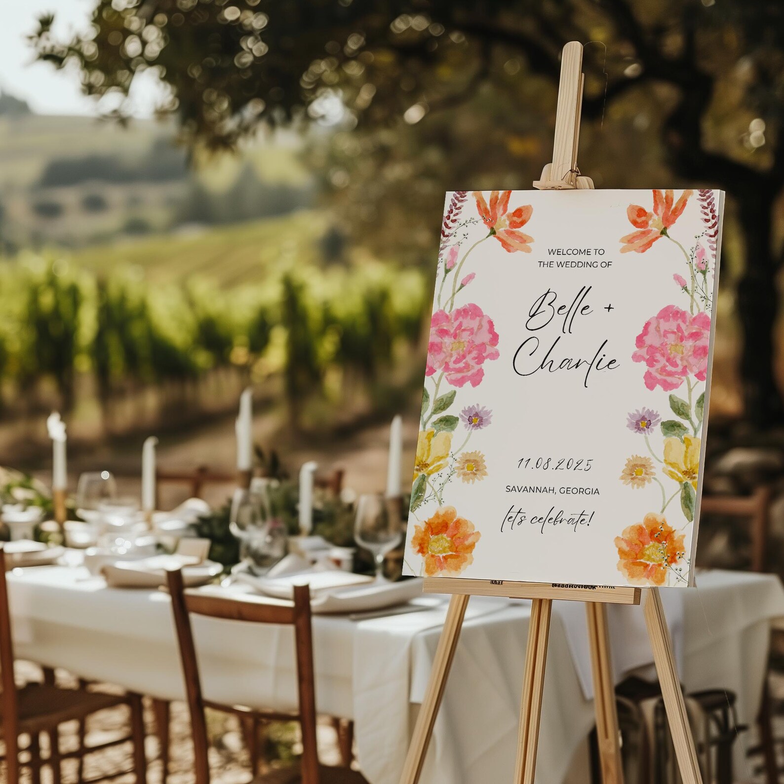 Watercolor Floral Wedding Welcome Sign: Editable Template (digital ...