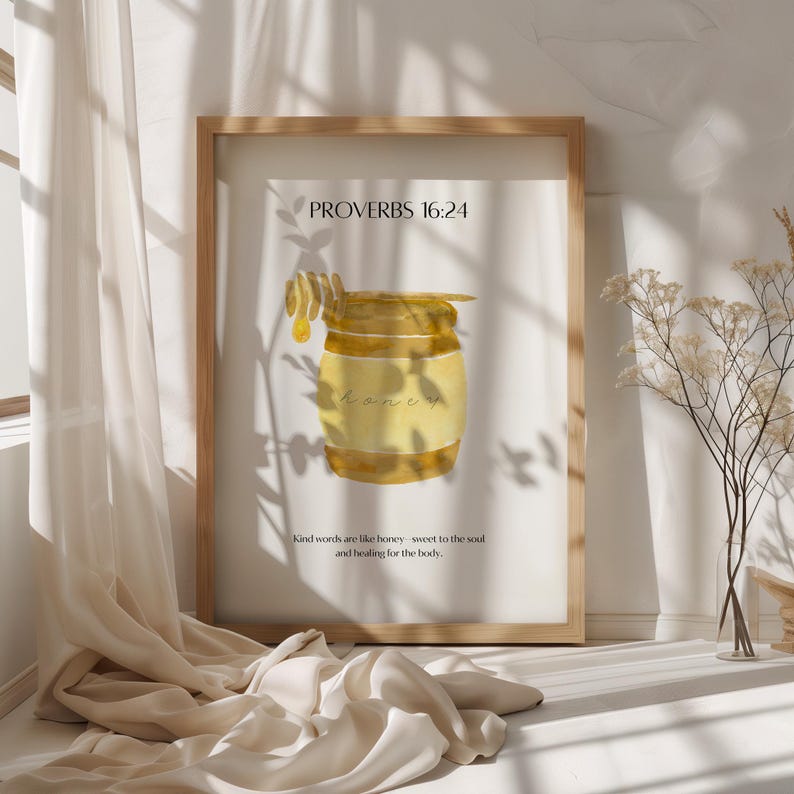 Honeypot Painting | Proverbs 16:24 Scripture Art | Christian Wall Decor ...