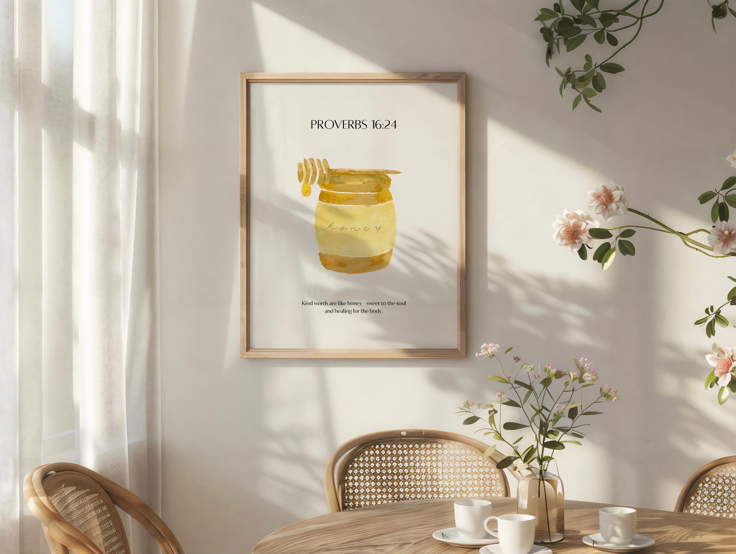 Honeypot Painting | Proverbs 16:24 Scripture Art | Christian Wall Decor ...