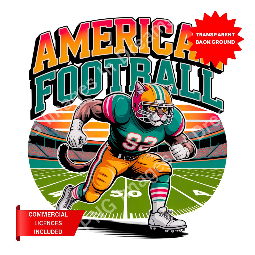 American Football Cat PNG SVG | Funny Gameday Cat Clipart | Touchdown ...
