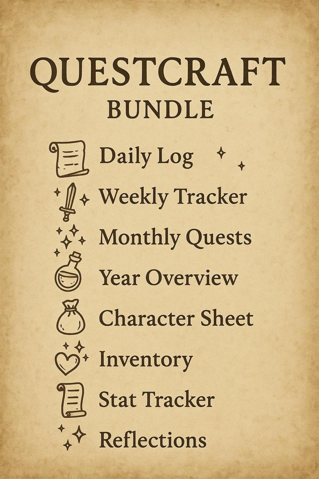 Questcraft Bundle – Printable Fantasy Planner Set for Daily, Weekly ...