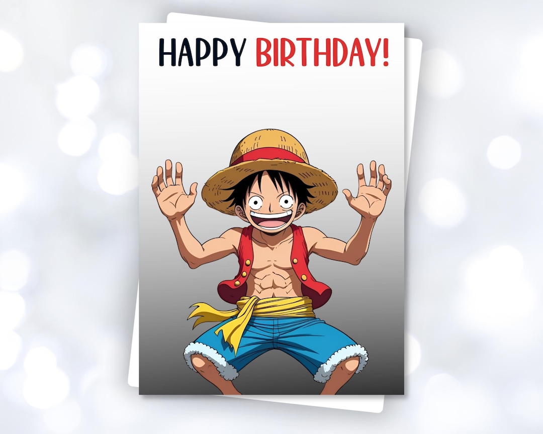 Luffy One Piece Birthday Card: Anime Pirate Art (printable PDF) - Etsy ...