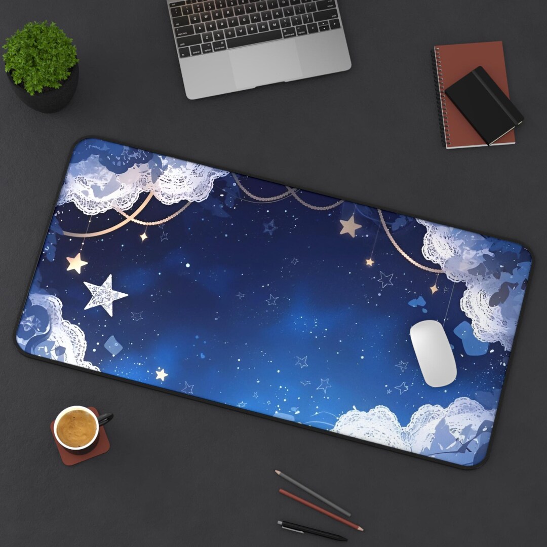 Starry Sky Lace Desk Mat | Dreamy Office Decor, Cozy Mouse Pad ...