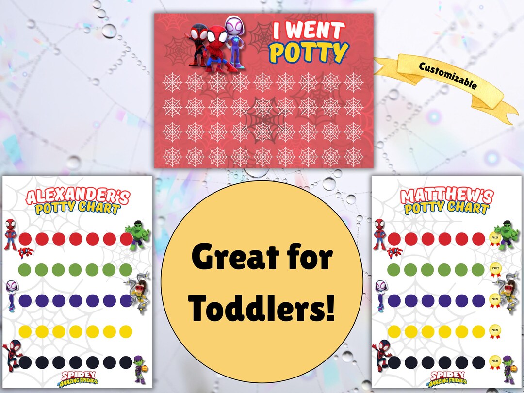 Spidey and His Amazing Friends Potty Chart Editable Template ...