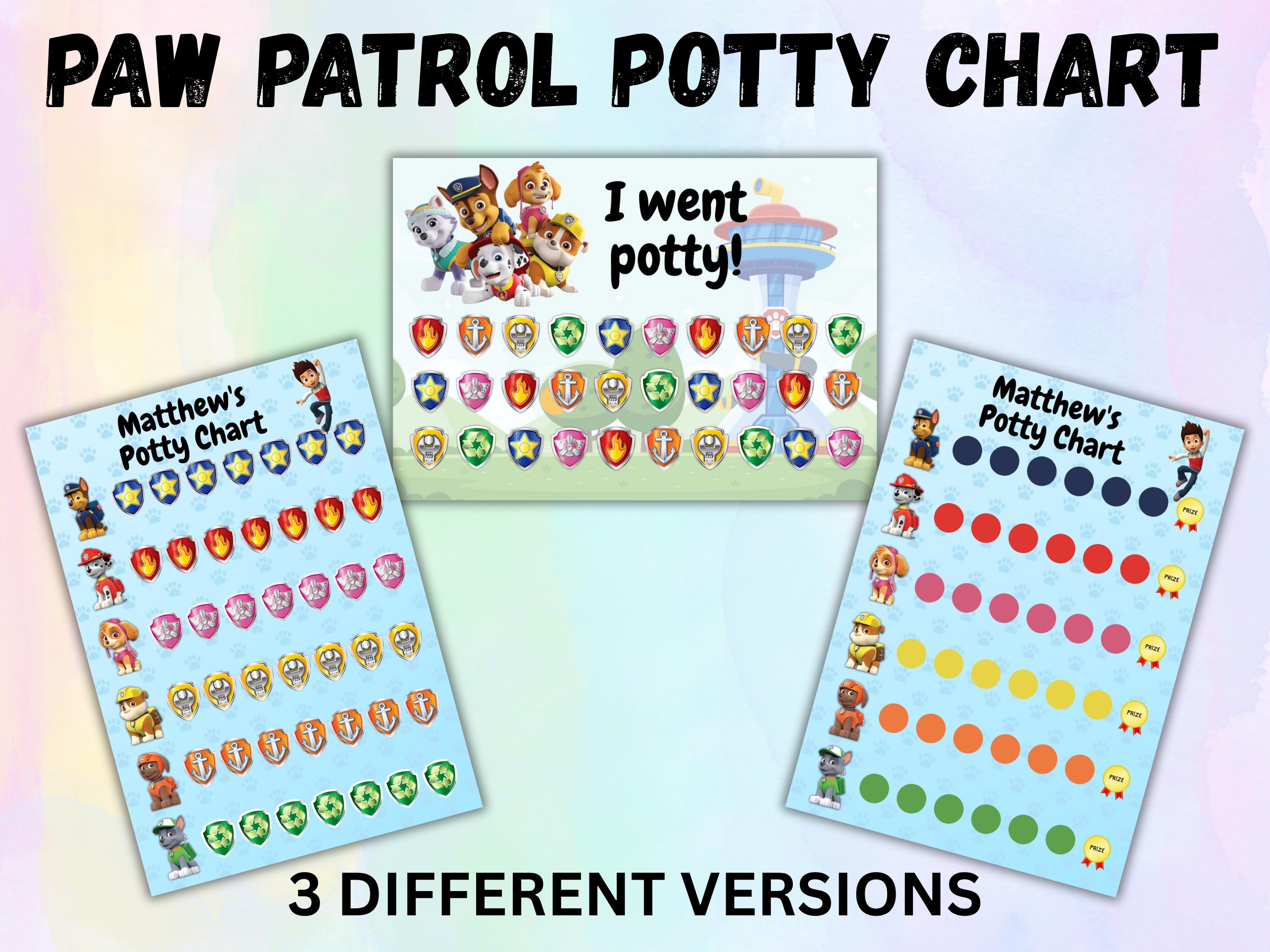 Editable Paw Patrol Potty Training Chart | Digital Download Reward ...