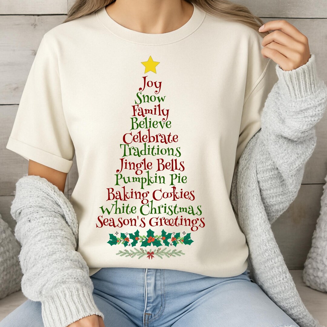 Christmas Tree Words PNG | Holiday Typography Sublimation Design ...