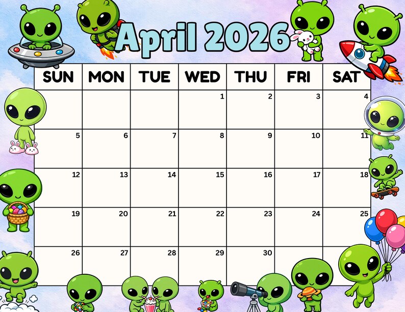 Editable April 2026 Calendar Printable, April Planner Printable Cute ...