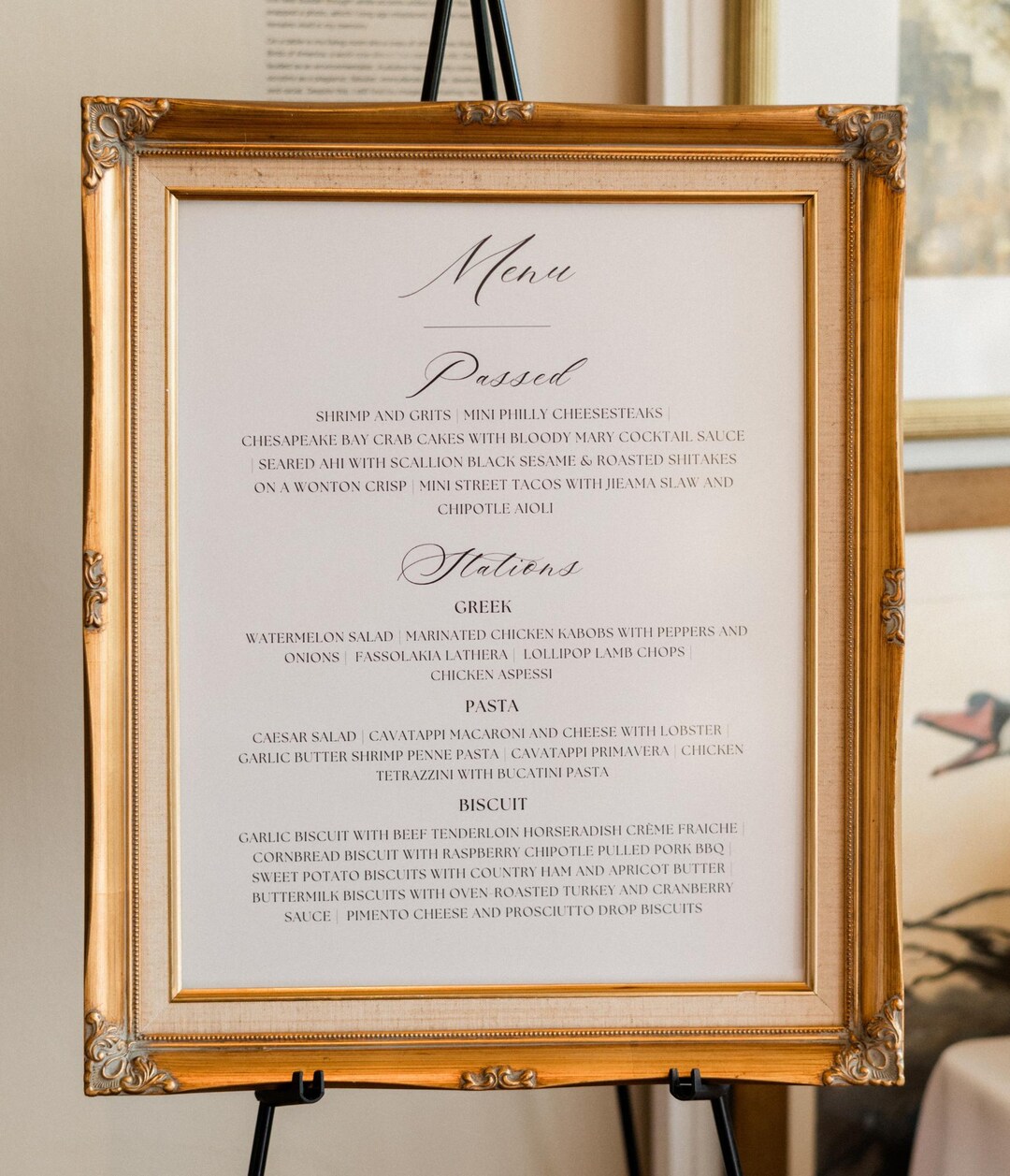 Wedding Menu Sign Template | Script Canva Reception Food Menu ...