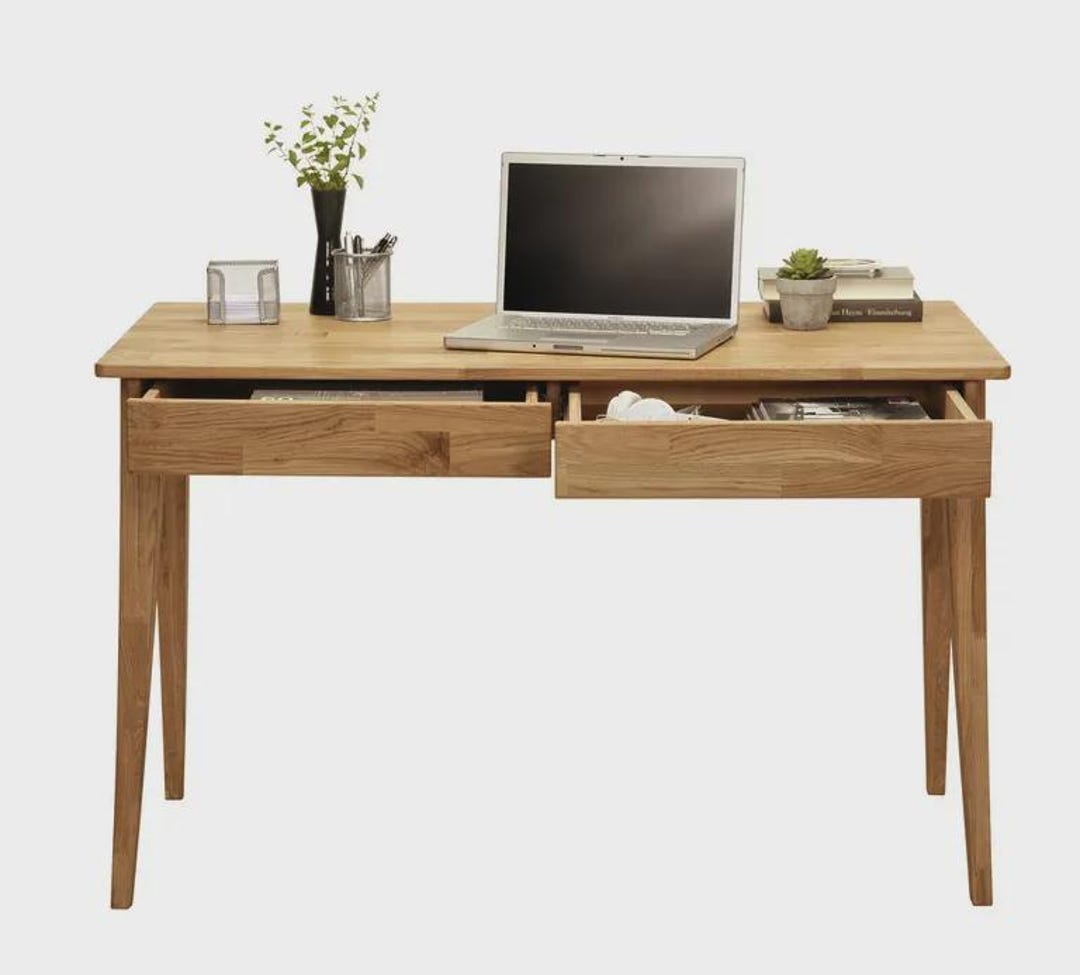 Unique Computer Table, Solid Oak Wooden Table, Desktop, Minimalistic ...
