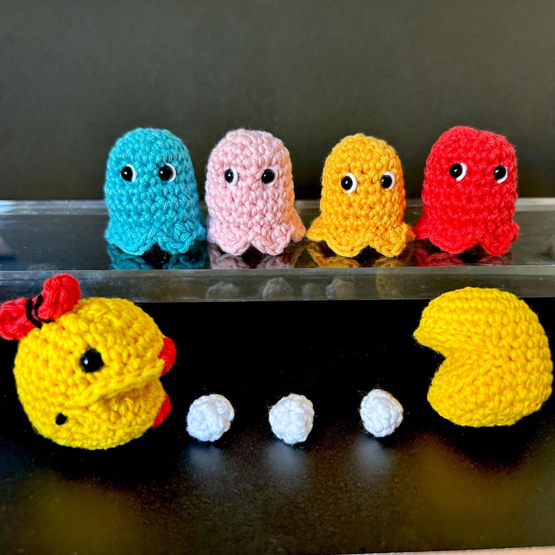 No-sew Pac Man and Ghosts Crochet Pattern PDF | Easy Beginner Retro ...
