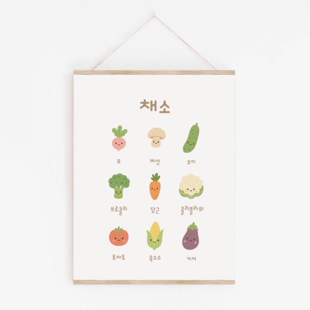 Printable Vegetables Art Kids Room | Korean Nursery Decor | Kids Print ...