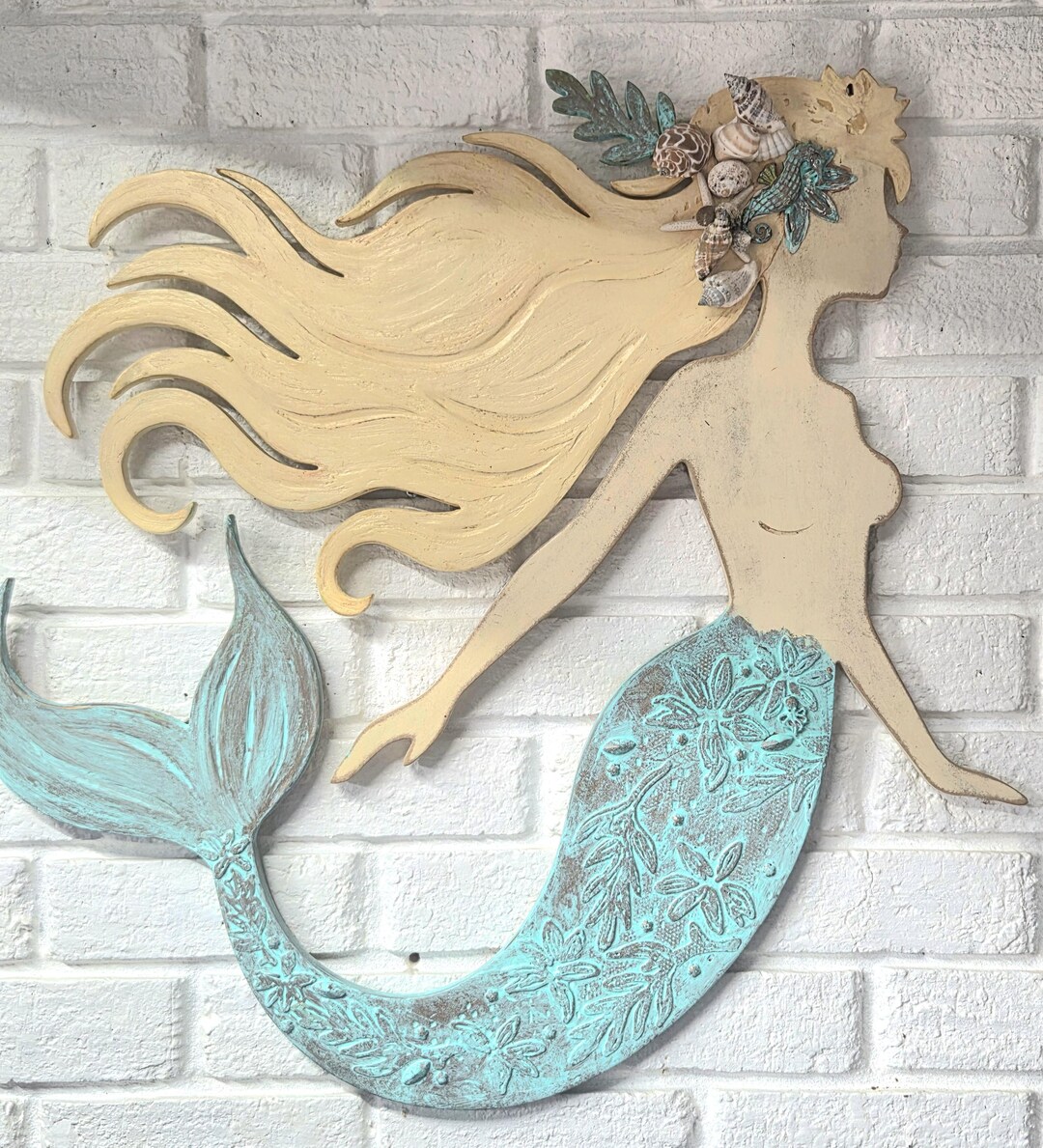 Mermaid Wall Art, Nautical Decor, 3D Floral Accents - Etsy