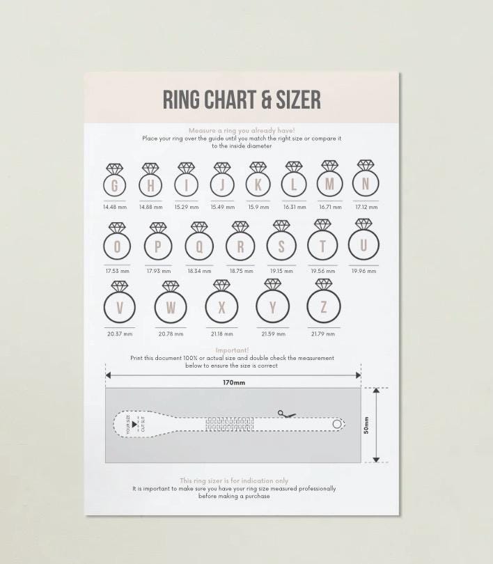 Printable, Digital Ring Sizer - Etsy