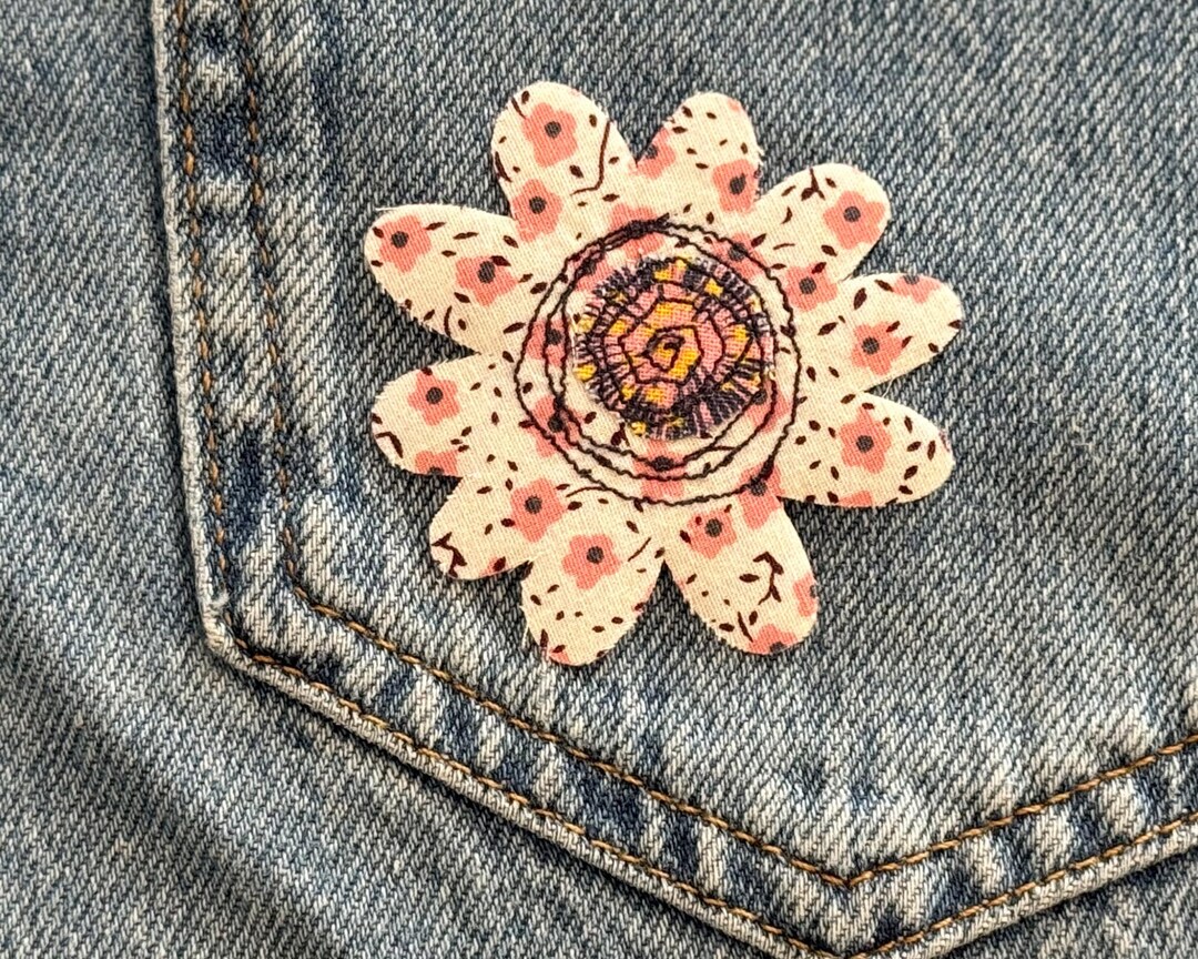Pink Flower Patch for Jeans, DIY Repair Patch, Decorative Patch, Easy ...