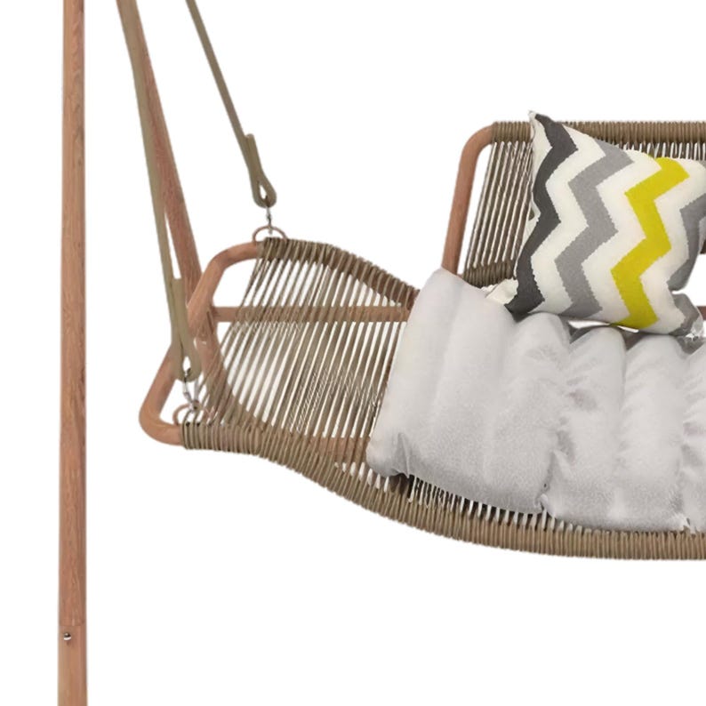Double Rattan Hammock Swing Chair With Stand | 570 Lbs Indoor Outdoor ...
