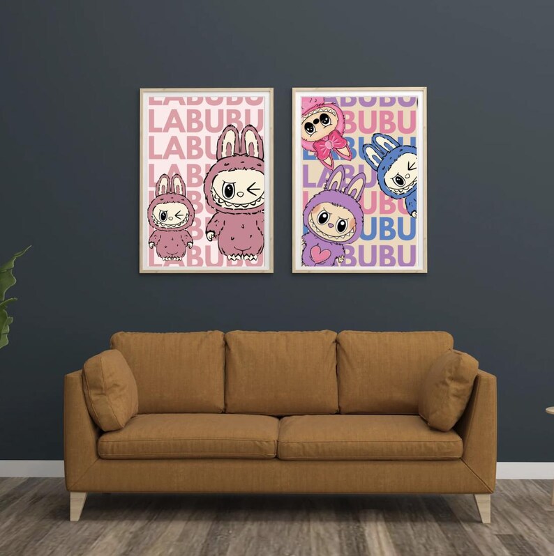 Labubu Digital Art Print Set | Pastel Wall Art Bundle | Instant ...