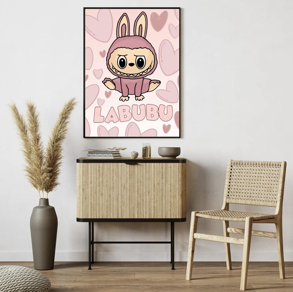 Pink, Purple and Blue Heart Labubu Poster, Modern, Perfect for Bedroom ...