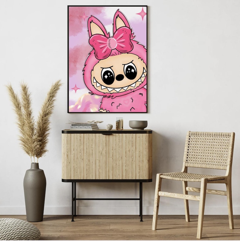 Pink Labubu Poster, Modern Kids Wall Art (digital Download) - Etsy