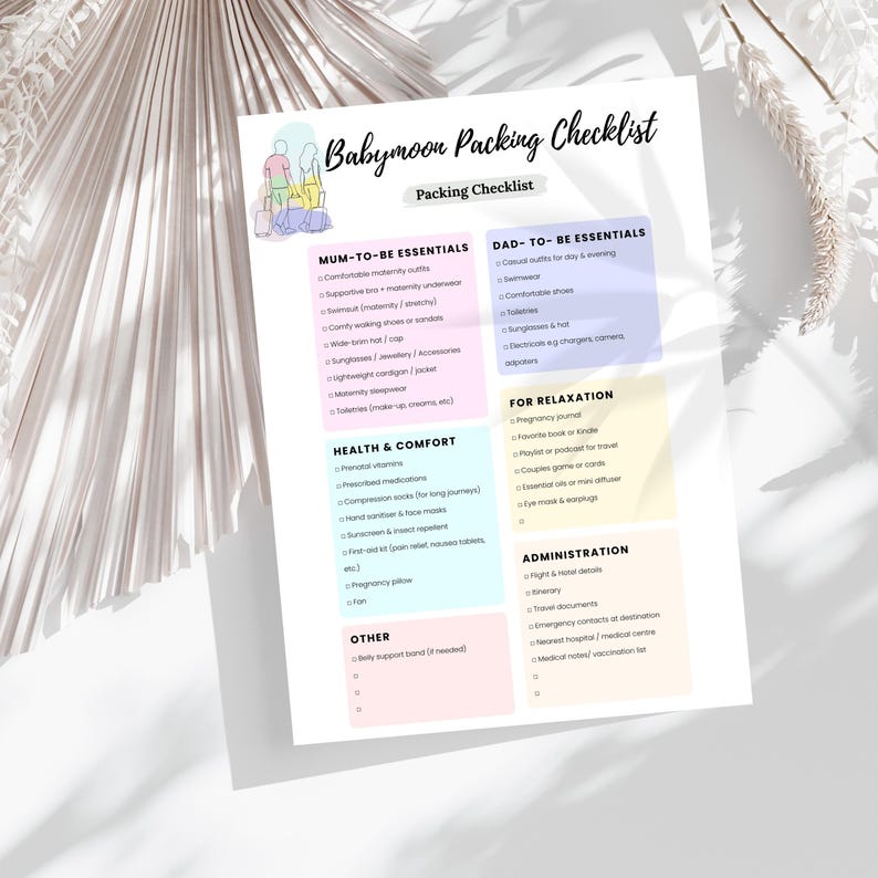 Babymoon Packing Checklist Printable | Maternity Travel Essentials ...