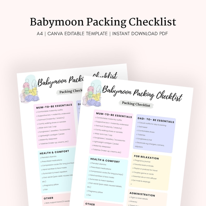Babymoon Packing Checklist Printable | Maternity Travel Essentials ...