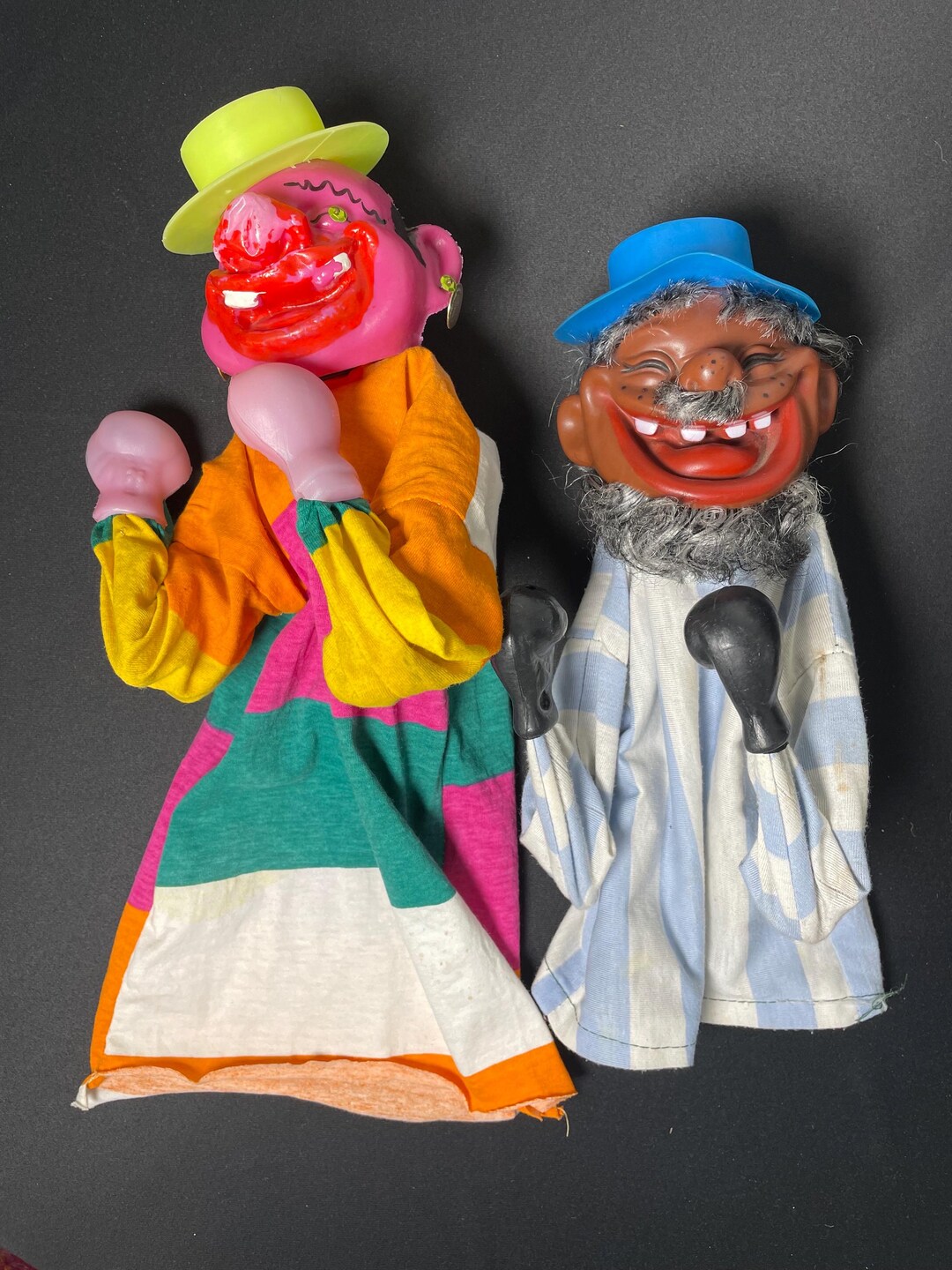 Pair of Vintage Boxing Hand Puppets Asian Man and Clown - Etsy