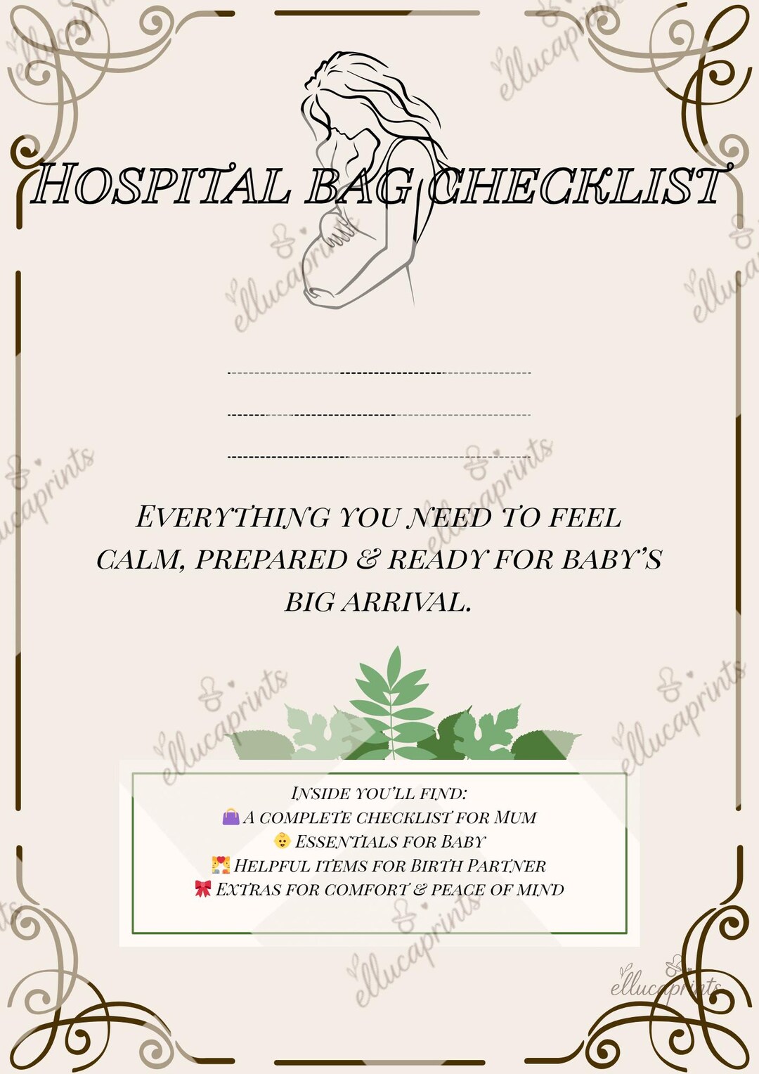 Printable Hospital Bag Checklist - Etsy