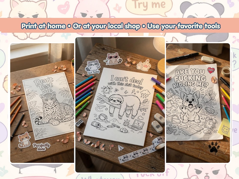 Cute but Rude Coloring Book | Sweary Animal Coloring Pages | Funny ...