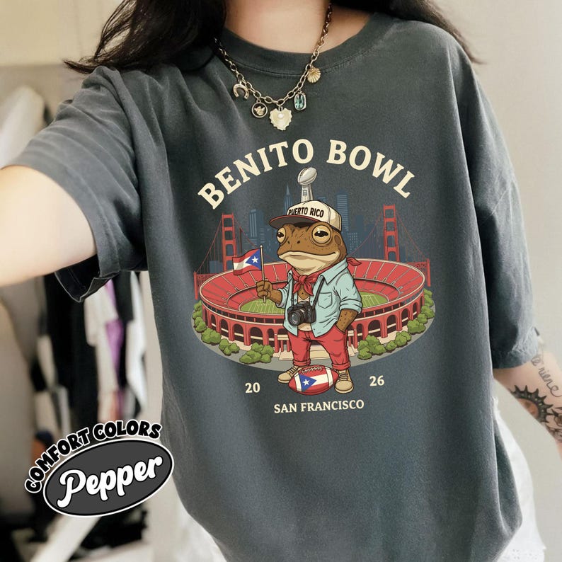 Benito Bowl Shirt, Puerto Rico Coqui Frog Tee, Bad Bunny Football Shirt ...