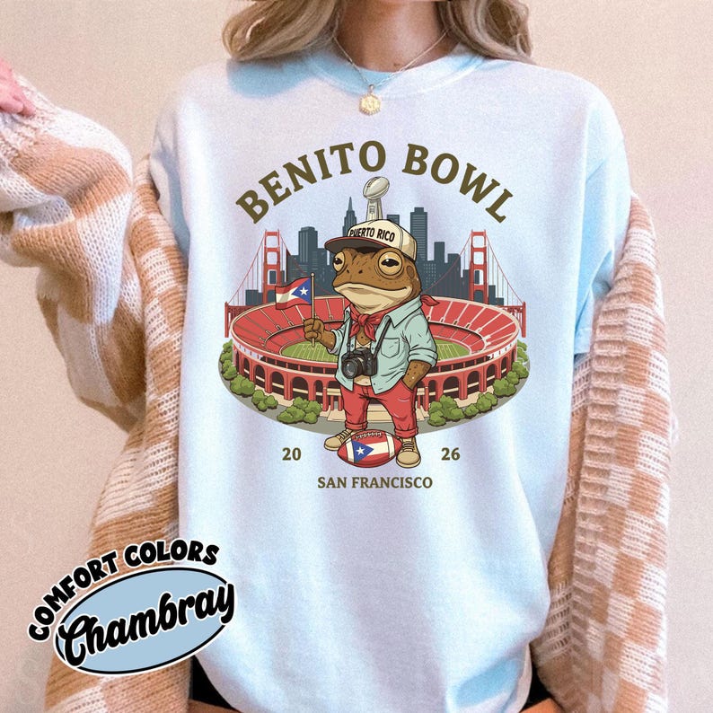 Benito Bowl Shirt, Puerto Rico Coqui Frog Tee, Bad Bunny Football Shirt ...