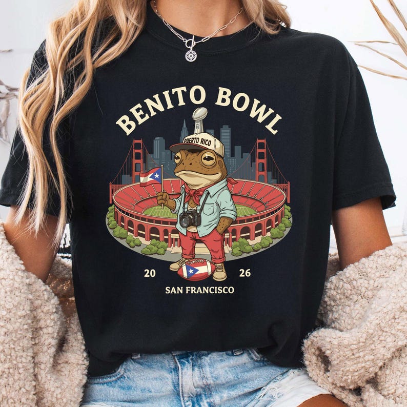 Benito Bowl Shirt, Puerto Rico Coqui Frog Tee, Bad Bunny Football Shirt ...