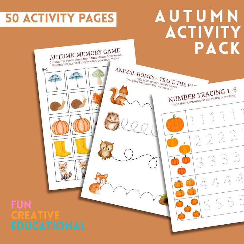 Autumn Activity Pack for Toddlers & Preschool: 50 Printable Learning ...