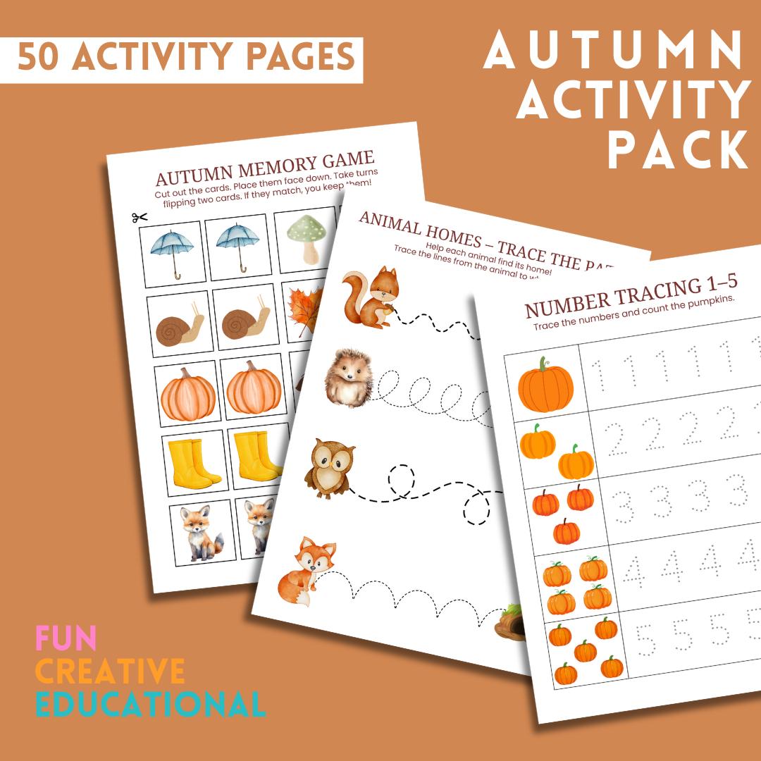 Autumn Activity Pack for Toddlers & Preschool: 50 Printable Learning ...