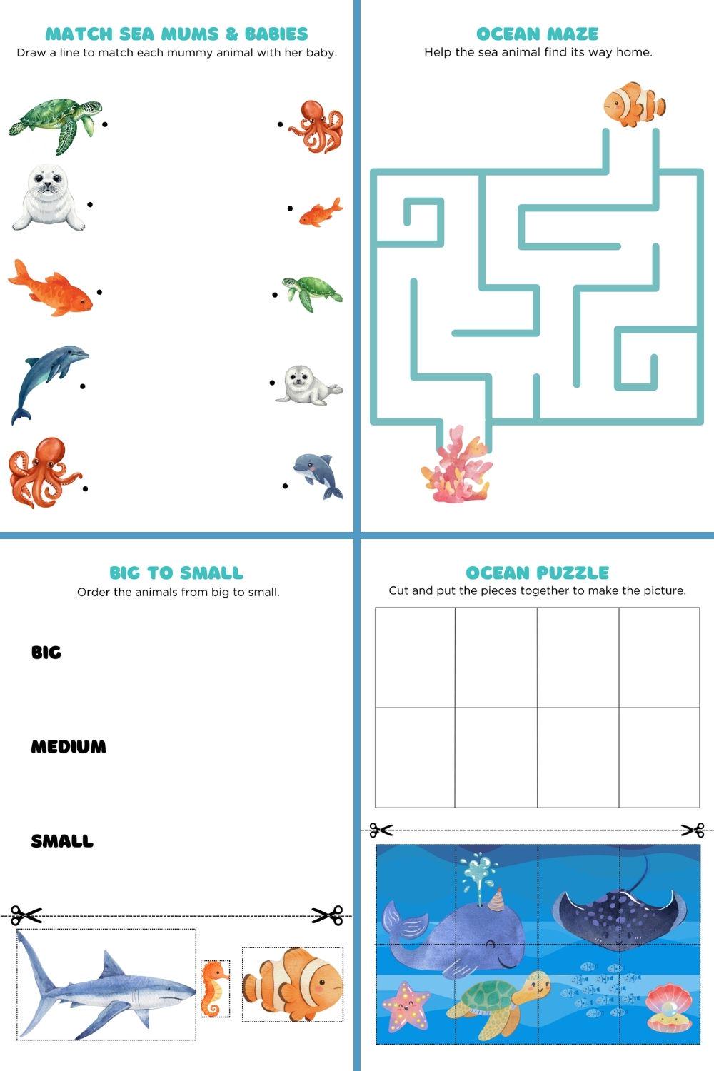 Ocean Activity Pack for Toddlers, Preschool Busy Book Printable, Sea ...