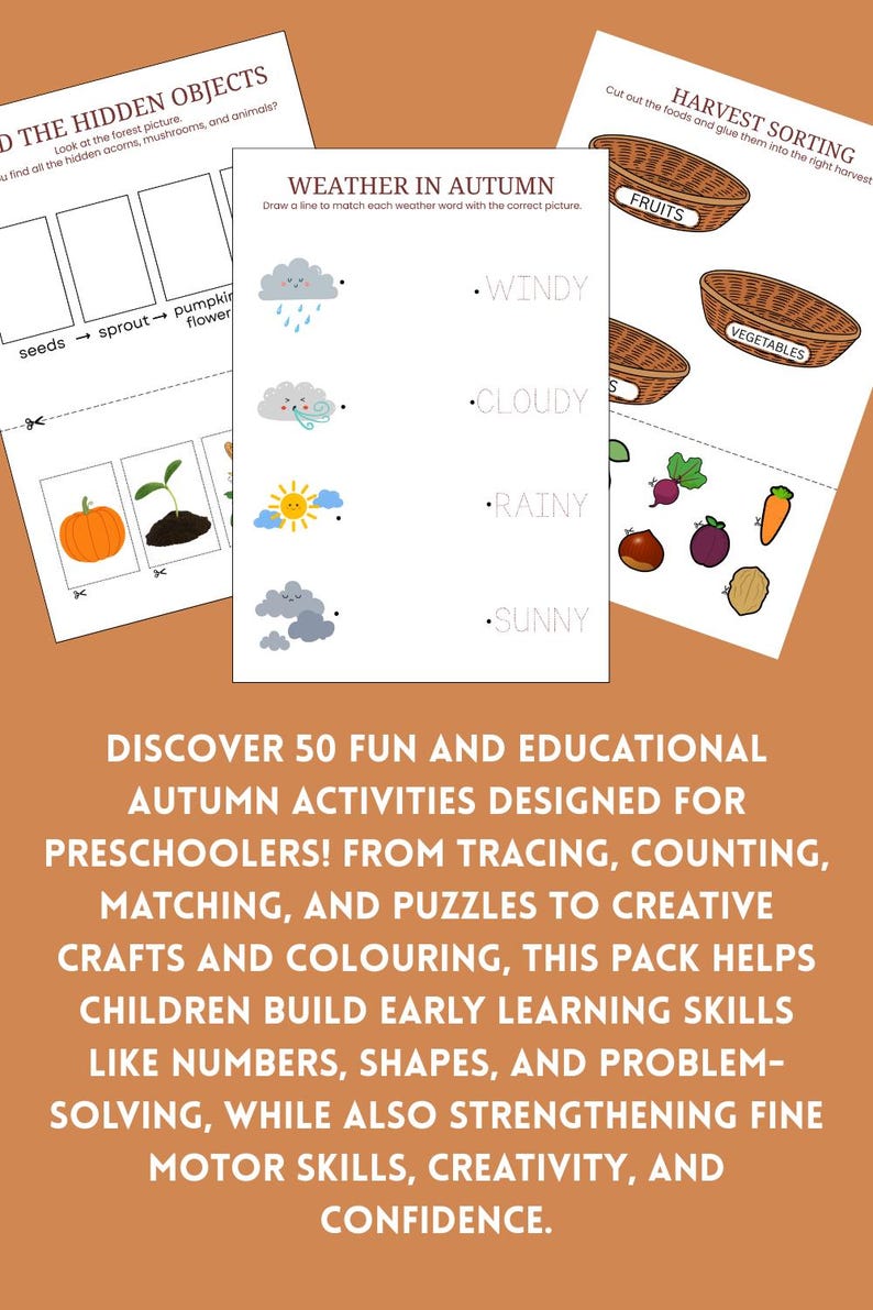 Autumn Activity Pack for Toddlers & Preschool: 50 Printable Learning ...