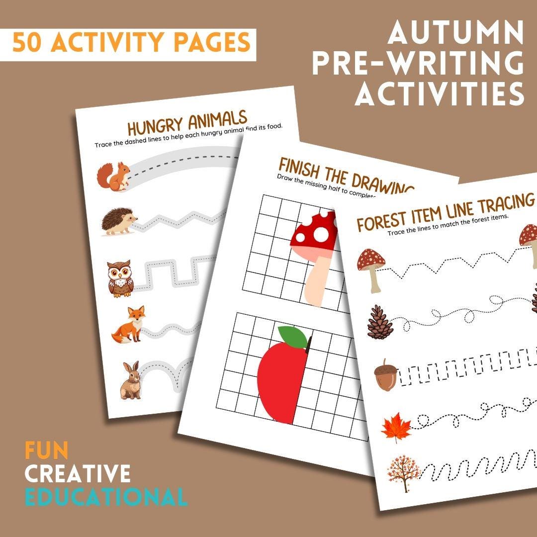 Autumn Pre-writing Activities Pack | 50 Tracing Worksheets for Toddlers ...