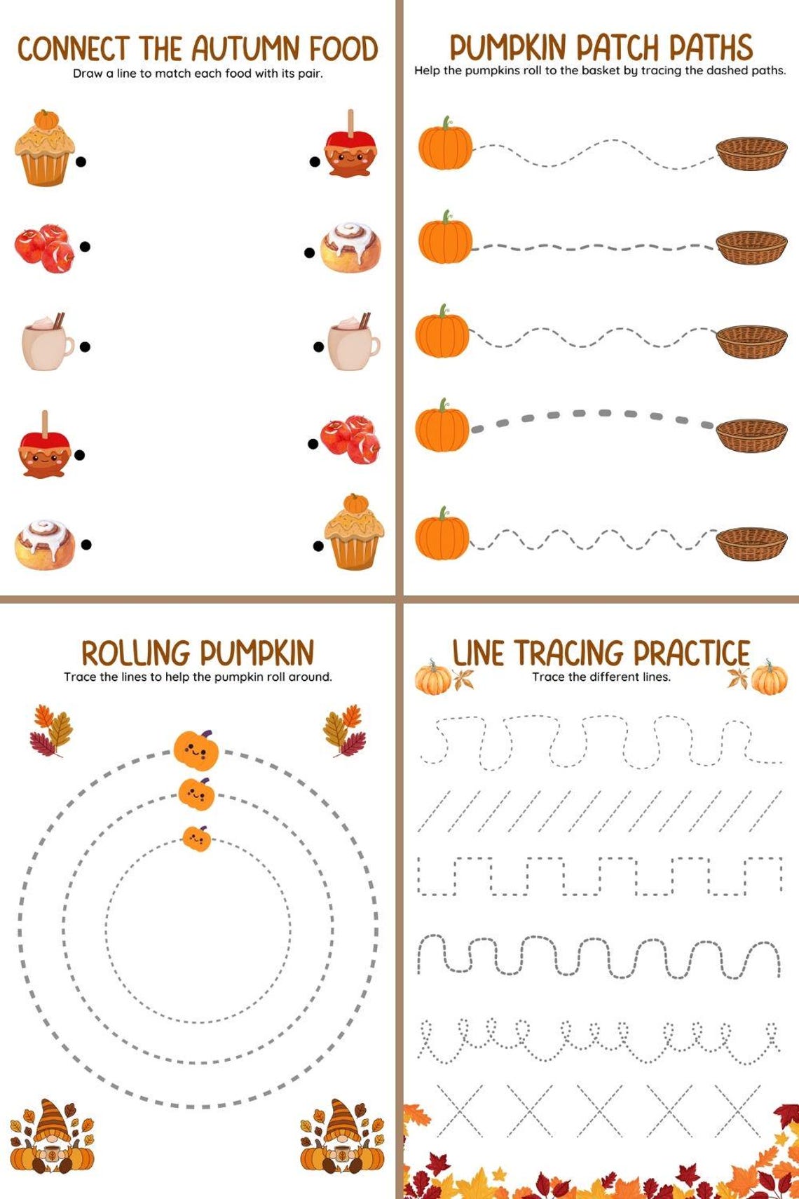 Autumn Tracing Worksheets: Fine Motor Skills Activity Pack (digital ...