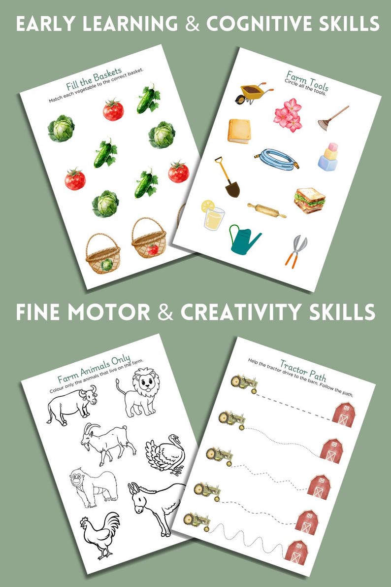 Farm Activity Pack for Ages 3–4 | Little Farm Helpers Printable - Etsy