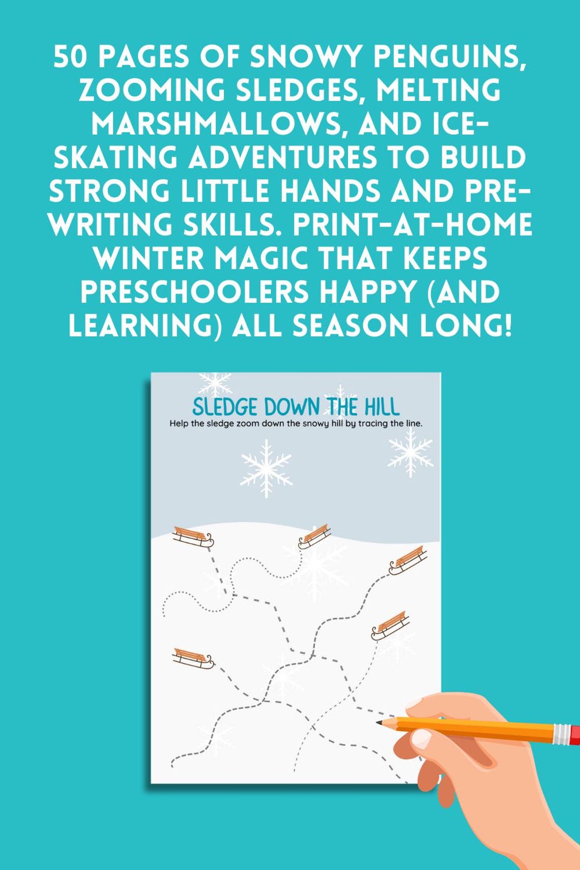 Winter Pre-writing Pack Preschool, 50 Printable Tracing Activities Ages ...