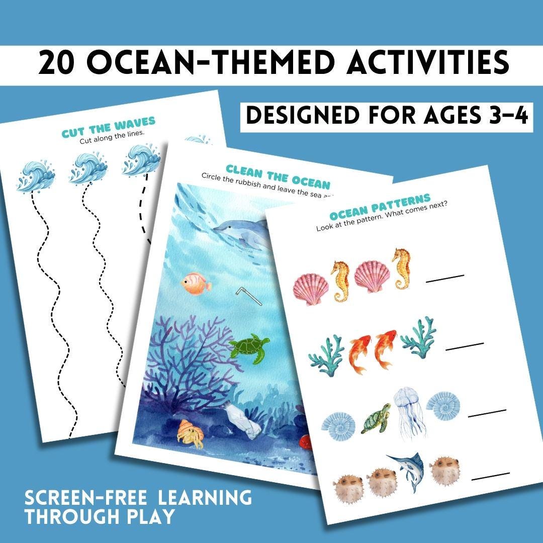 Ocean Activity Pack for Toddlers, Preschool Busy Book Printable, Sea ...