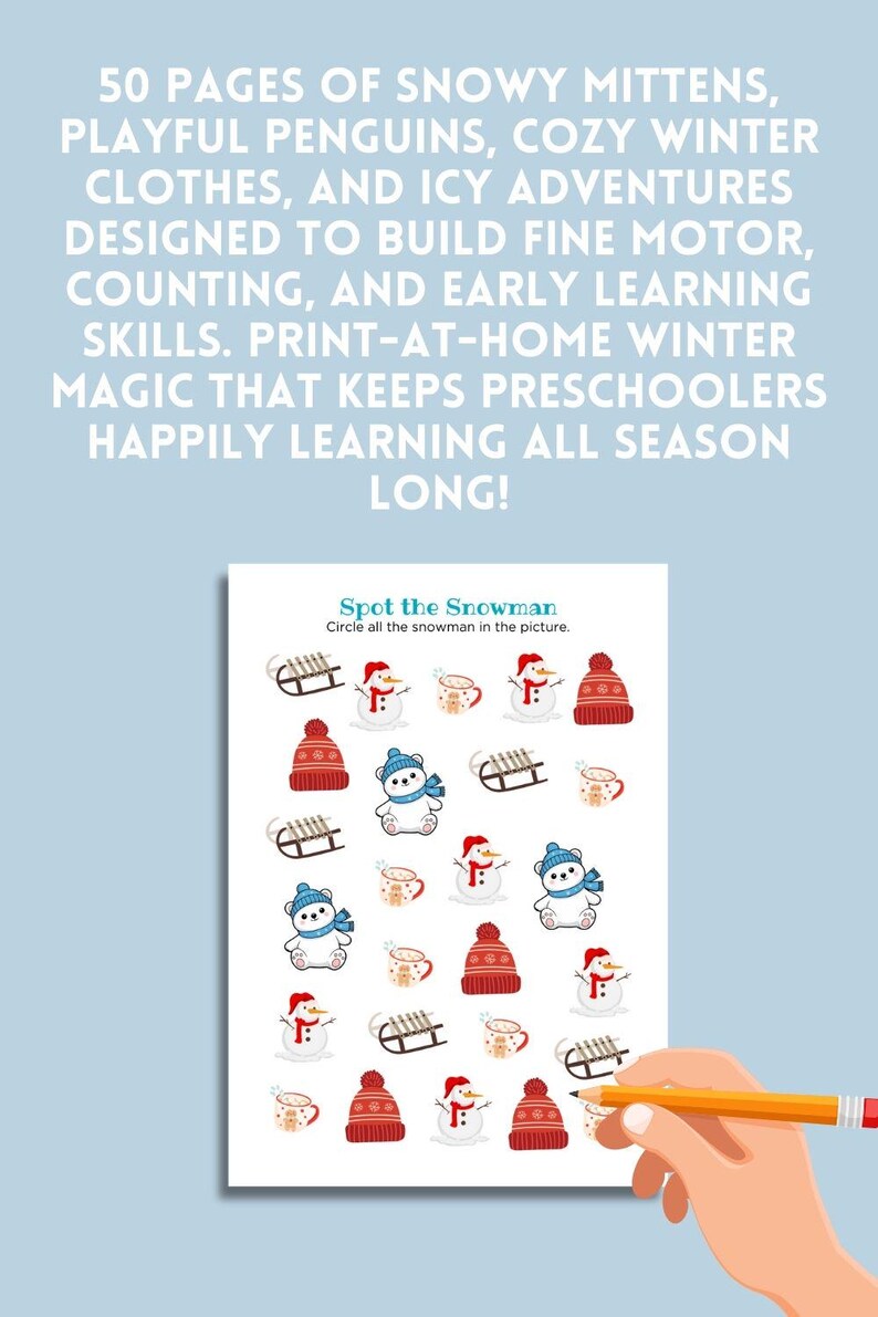 Winter Activities Pack | 50 Worksheets for Preschool & Kindergarten ...