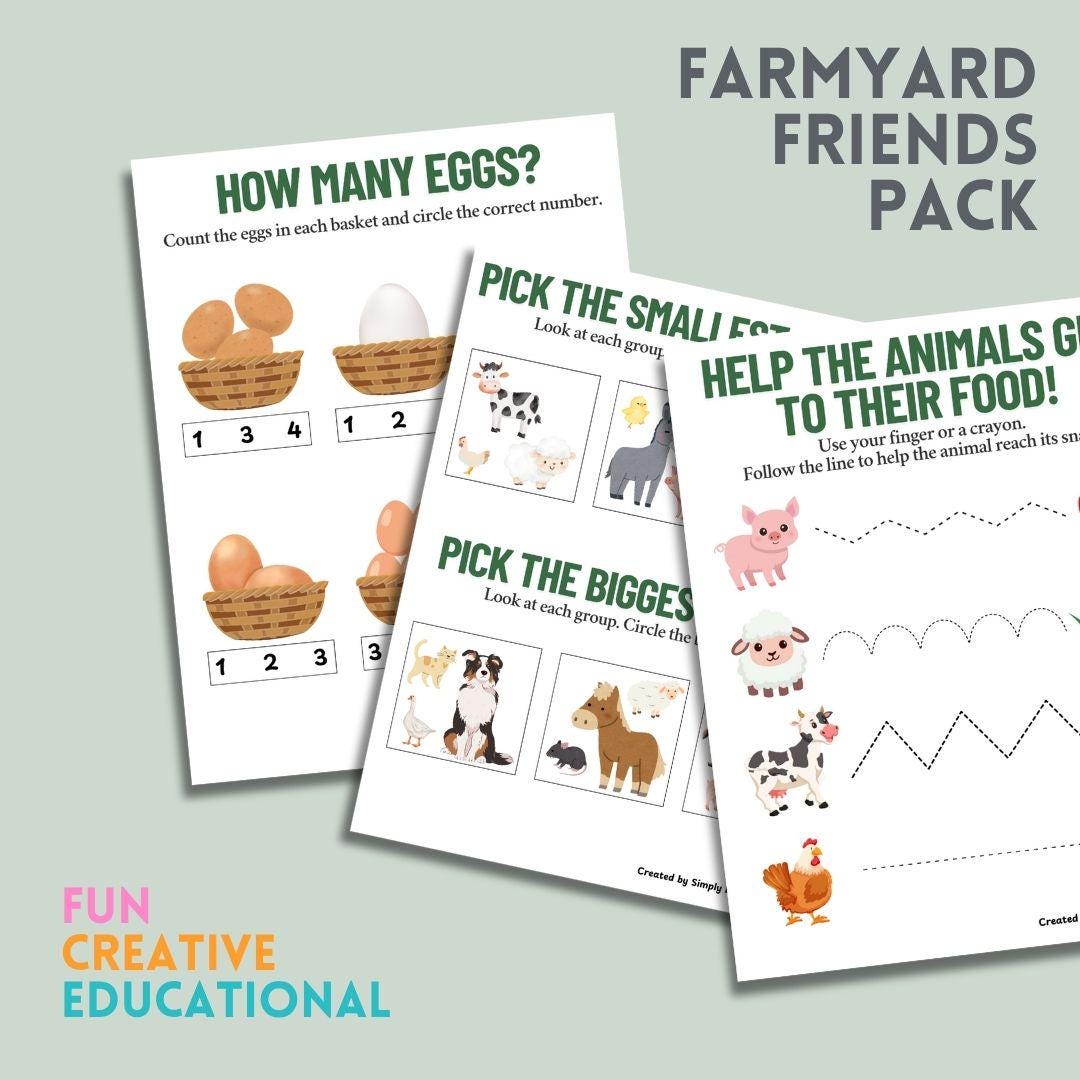 Farmyard Animals Printable Pack for Toddlers | Ages 2–3 | Preschool ...