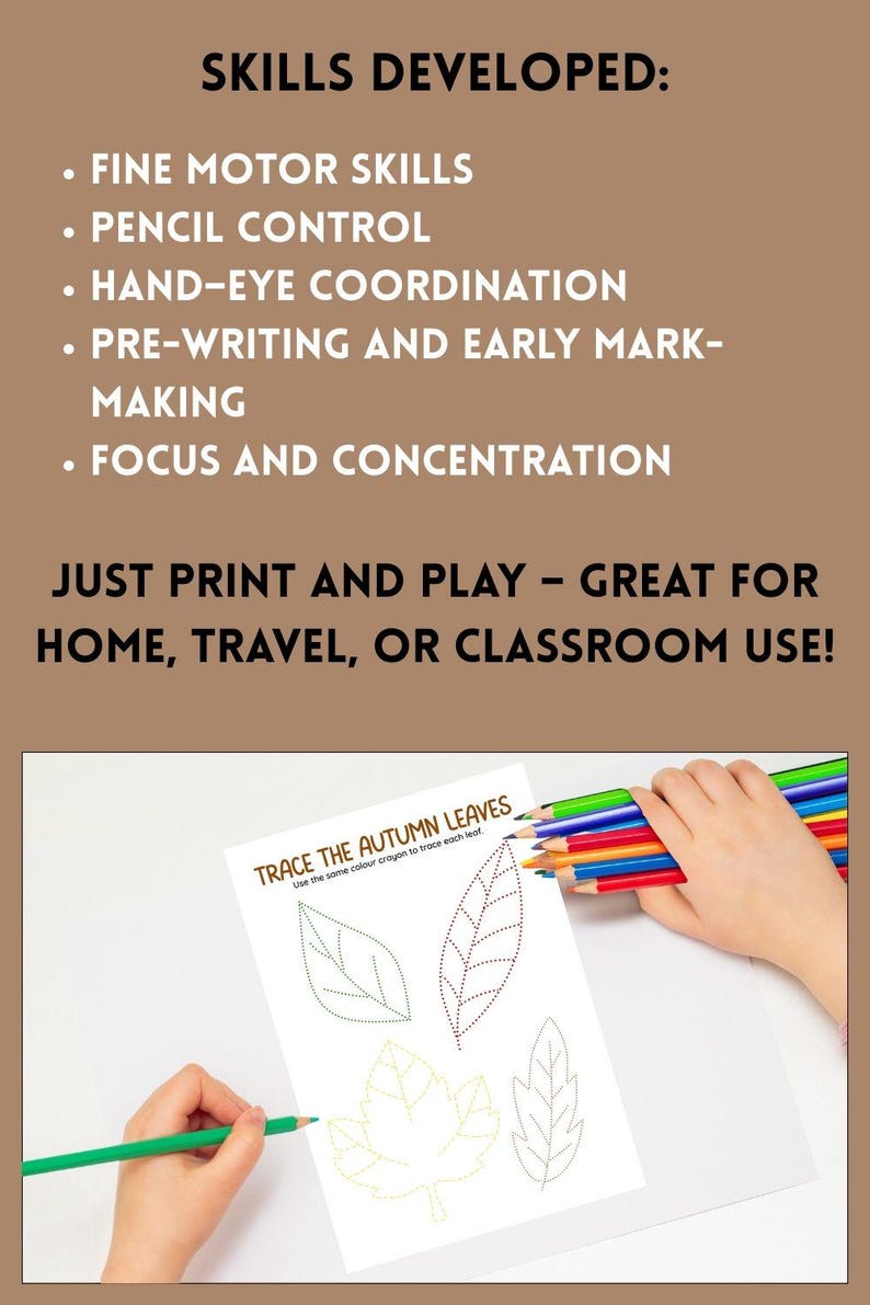 Autumn Tracing Worksheets: Fine Motor Skills Activity Pack (digital ...